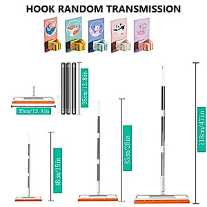 Multifunction Magic Broom,4 in1 Adjustable Indoor Broom Sweeper, Silicone Broom Sweeping Pet Hair Non-Stick Squeegee Broom Sweeper Broom,Kitchen Bathroom Easily Wash and Dry One Piece White and Hooks