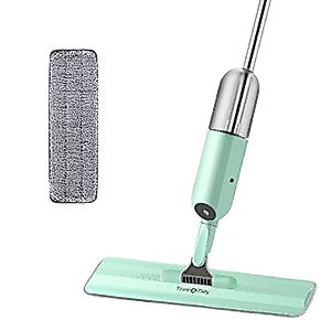 True & Tidy SPRAY-250A Multi-Surface Spray Mop with Refillable Water Bottle, Use Any Cleaning Solution Easy to Fill and Refill with Machine Washable Mop Pad (Mint)