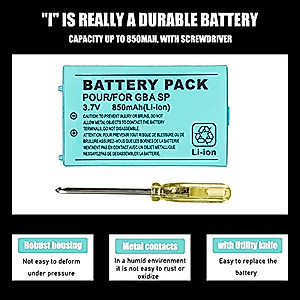 HANTOLK GBA SP 850mAh Rechargeable Lithium-ion Battery with Tool Pack Kit Compatible for Nintendo Gameboy Advance SP Battery