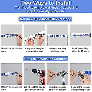 Broom and Mop Holder Wall Mounted, 3 Position 4 Hooks Garage Organization Holds up to 7 Tools, Stainless Steel Heavy Duty Broom Holder Organizer for Cleaning Supplies Organizer, Laundry Room Storage