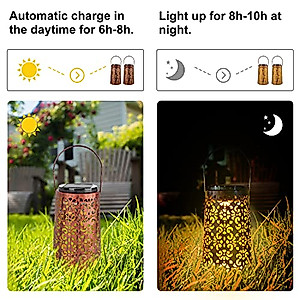 Green Convenience Solar Lanterns Outdoor 2 Pack Outdoor Solar Hanging Lantern Lights,LED Solar Light with Handle Waterproof Outdoor Solar Lanterns,for Table Patio Yard Pathway Christmas