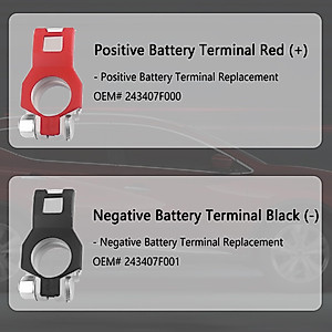 2PCS Car Battery Terminals Compatible with Nissan Altima Maxima,Copper Battery Terminal Connectors for Battery Cable Ends,Negative & Positive Battery Terminal OEM#243407F001 243407F000