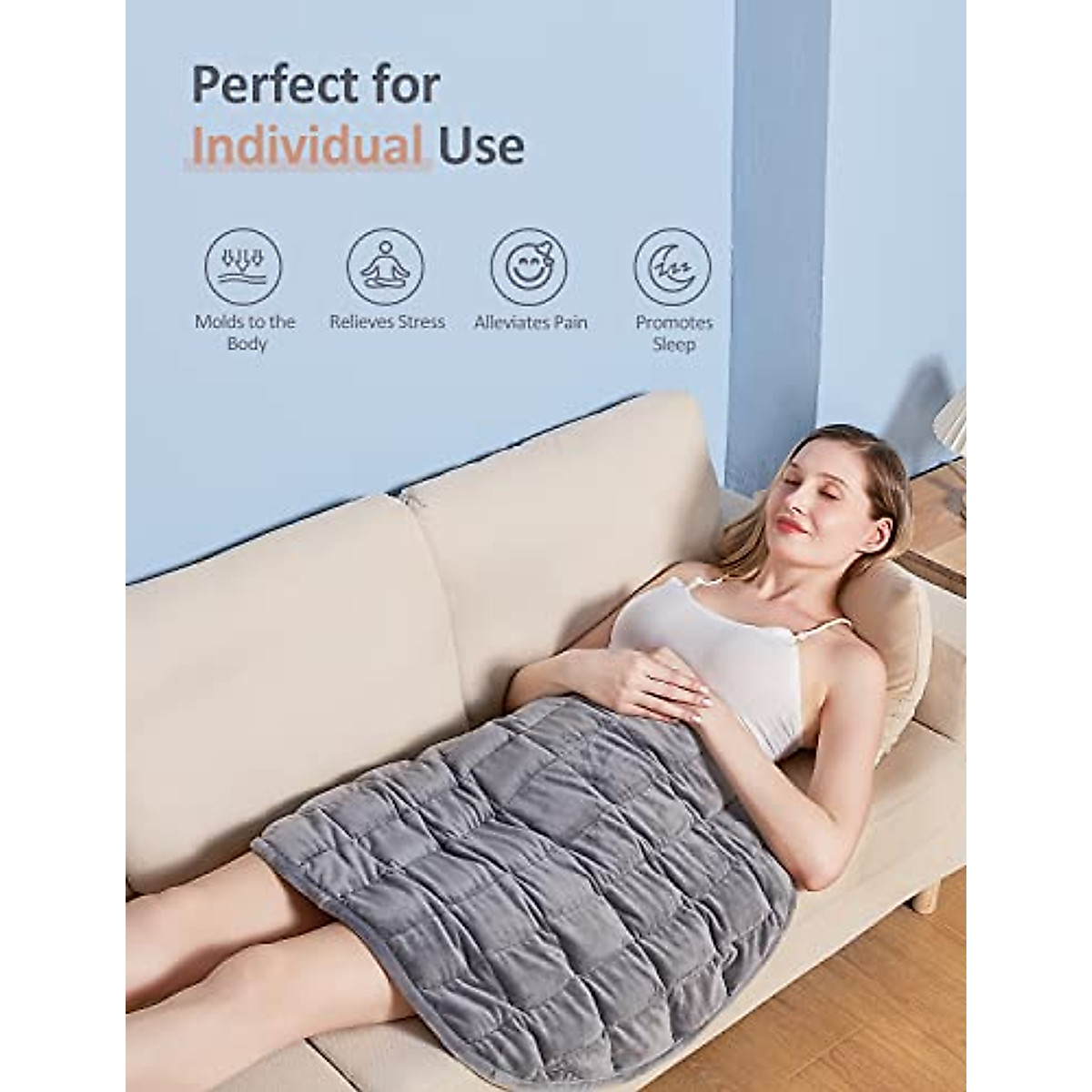 Kivik Weighted Blanket 7 lbs for Adult Travel Size,Small Weighted Body Blanket with Glass Bead Filled,Weighted Lap Blanket Throw for Calming & Relaxing,Household Machine Washable-Grey 29x24 Inches