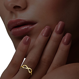 Beaux Bijoux 14k Gold Plated Silver Infinity Ring for Women | Gold Infinity Designed Band Ring
