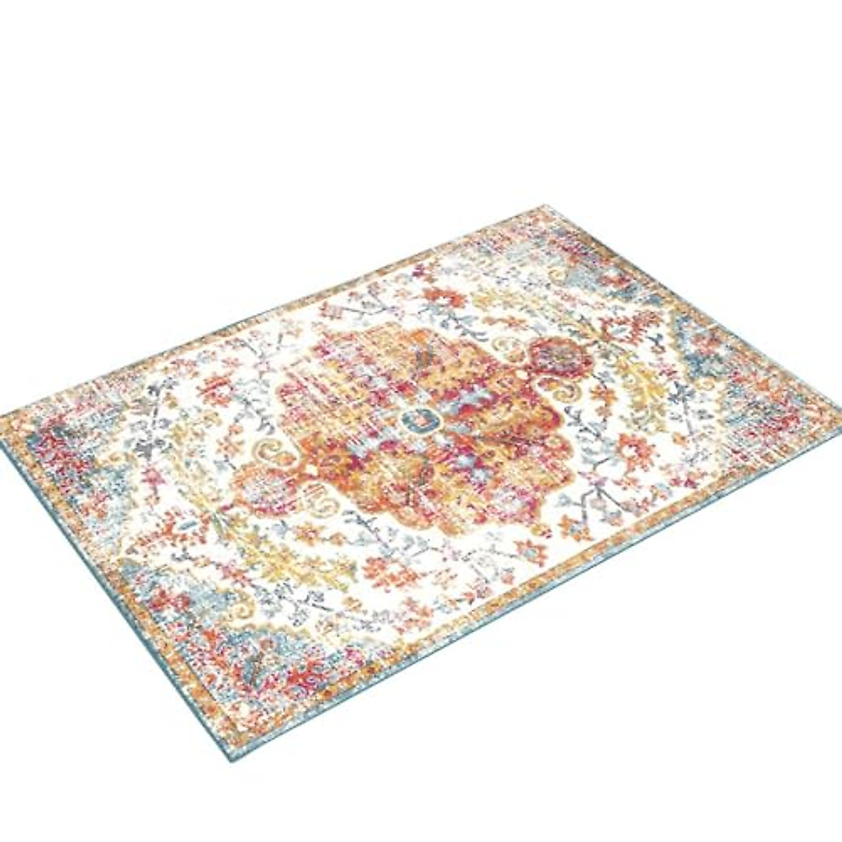 Livabliss Odelia Vintage Bohemian Area Rug,3'11" x 5'7",Orange/Aqua