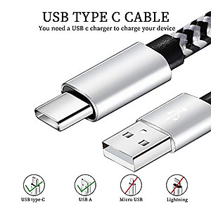 QQLIKE USB Type c Cable, 5 Pack (6FT) Nylon Braided USB C Cable 3A Fast Charging Cord for Samsung Galaxy S9 S8 Note 9 Note 8 Galaxy Note 20 10 S21 S20 S10 Plus C Cord Type C Cable
