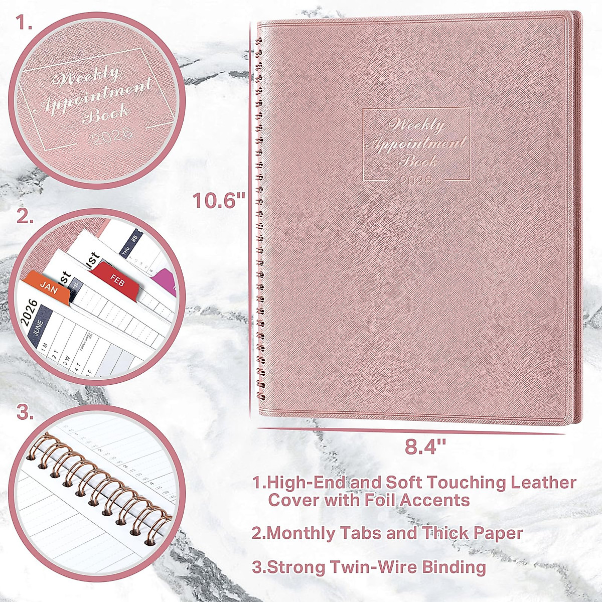 2023 Weekly Appointment Book - Daily Hourly Planner 2023, January 2023- December 2023, 8.4" x 10.6", 15-Minute Interval, Flexible Soft Cover, Twin-Wire Binding, Perfect for Your Life
