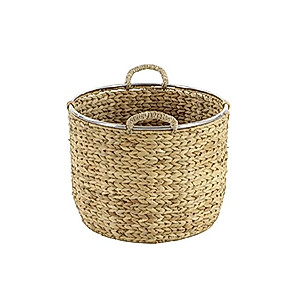 Deco 79 Seagrass Handmade Storage Basket with Handles, Set of 2 12", 16"W, Light Brown