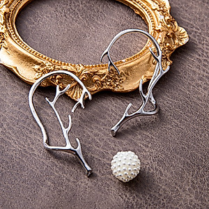 LOREMOW Ear Clips Earrings for Women Ear Cuffs Non Piercing Ear Wrap Branch Leaf Clip On Cartilage Helix Earrings Silver