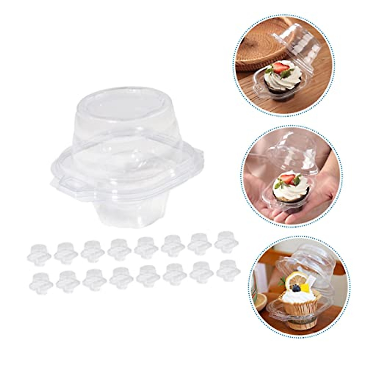 UPKOCH 20pcs Cupcake Package Boxes Cupcake Box Disposable to Go Containers Mini Paper Cups Plastic Container with Lid Cake Carrier Mini Cupcake Container Plastic Mooncake Case Single