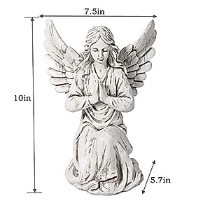 Handsider Garden Statue Angel Religious Fairy Sculpture Waterproof Decorative Figurine Art Decor for Patio, Lawn, Yard, Housewarming Ornament Present