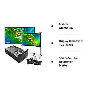 Akia Screens Projector With Screen - EliteProjector UST Bundle ALR Projector Screen CLR3 103 inch 16:9 and Outdoor Movie Screen 58 inch, Compatible with HDMI VGA USB Full HD, Built-in Speaker, Remote