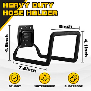 QMSK Water Garden Hose Holder, Metal Wall Mounted Water Hose Reel for Outside, Durable Hook Stand for Garden Hose Storage, Water Hose, Extension Cords, Flexable Hose Use (2Pack)