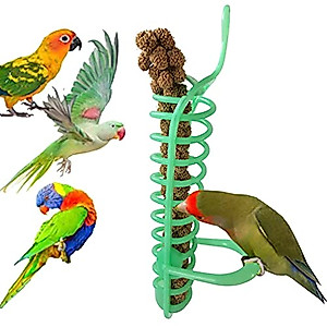 kekafu Parrots Feeder Basket Hollow Basket Food Fruit Feeding Perch Stand Hanging Fruit Vegetable Millet Container Birds feeders Birds Food Basket for Pet Bird Supplies 9.8in