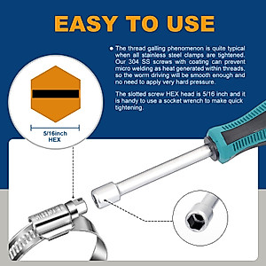 Steelsoft Heavy Duty Hose Clamp Size#6, 1/2 to 3/4 inch Adjustable Worm Gear Drive Hose Clamps Stainless Steel 304 for Fuel Injection Line, Automotive, Radiator, Garden,12 Pack