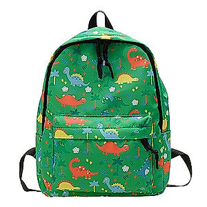 NSQFKALL Cute Lightweight Kids School Bookbags Dinosaur Boys Backpacks Womens Backpacks Trendy (Green, One Size)