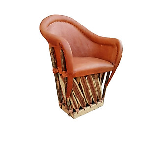 Mueble Silla Equipal Tradicional Mexicano Estilo Charro en Color Naranja hecho por Equipales San Jose, Ideal para tu hogar, bar, restaurante, jardin, oficina, playa, hotel artesanal