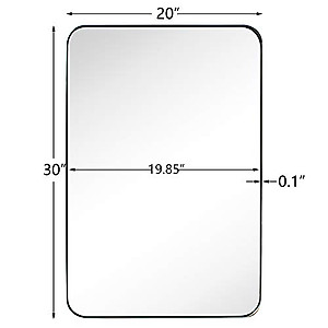 GRACTO 20x30 inch Chrome Stainless Steel Metal Framed Bathroom Mirror Wall Mounted Rounded Rectangular Bathroom Vanity Mirror
