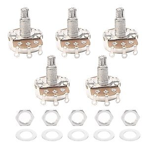 Full Size B250k Electric Guitar Potentiometer Bass Volume Pots Tone Long Split Shaft 18mm Pack of 5