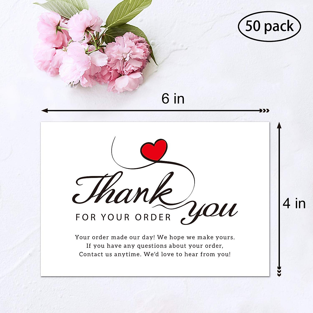 50 PCS Thank You for Your Order Cards - Customer Thank You Cards-Postcards Purchase Inserts to Support Small Business, Package Insert 4X6 Inches.