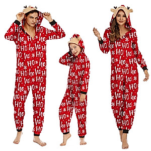 Christmas Pajamas Family Matching Pyjamas Set Holiday Sleepwear Pjs Gifts for Mens Womens Reindeer Loungewear Xmas Jumpsuit Mom L