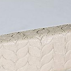 Benjara Yuk 7 Inch Queen Size Foundation Box Spring, Edge Support, Quilted Suede, White and Brown