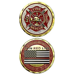 Fire Department Thin Red Line Challenge Coin
