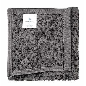Pleasant Home Washcloths Set - (12” x 12”, 12 Pack) – 550 GSM- 100% Ring Spun Cotton Wash Cloth - Super Soft and Highly Absorbent Face Towels (Grey, Honeycomb Design)