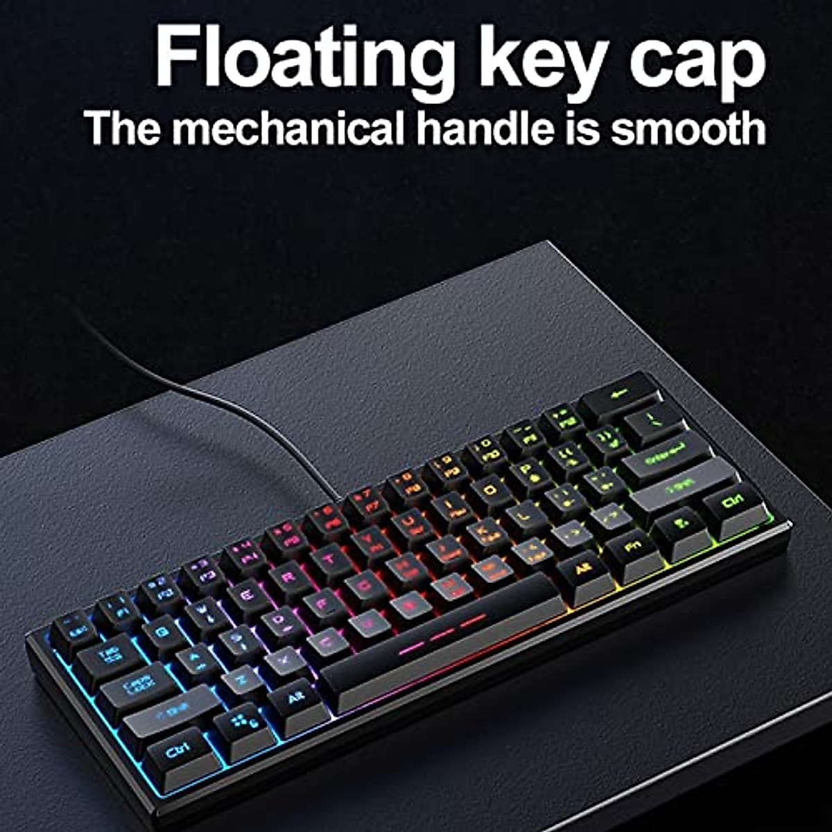 01 02 015 Mechanical Keyboard, Backlit Design USB Gaming Keyboard Adjustable Angle Ergonomics Design for Home Office for Gaming for Work