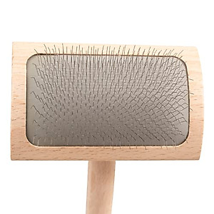 Chris Christensen Mark VI Curved Slicker Dog Brush, Groom Like a Professinal, Stainless Steel Pins, Lightweight Beech Wood Body, Ground and Polished Tips, Medium