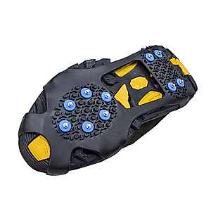 Ice Cleats, willceal Ice Grippers Traction Cleats Shoes and Boots Rubber Snow Shoe Spikes Crampons with 10 Steel Studs Cleats Prevent Outdoor Activities from Wrestling (Blue, Medium)