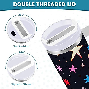 Nexawaveo Animal Paws Stars Stainless Steel Tumbler with Handle and Straw Fits in Standard Cup Holder Iced Coffee Cups for Smoothie Cocktail Beer Soda Fruit Juice