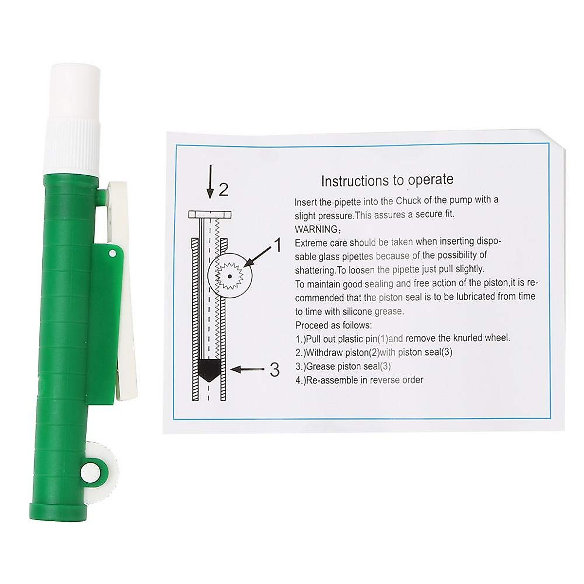 Pipette Pipet Pump, 10ml Green Pipette Pump Filler for Disposable Plastic and Glass Pipettes