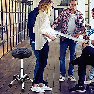 Goplus® Adjustable Hydraulic Rolling Swivel Bar Stool Tattoo Facial Massage Spa Stool (1, Black)