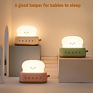 Cute toaster LED desktop decoration light, rechargeable timer toaster light, rechargeable timer brightness adjustable cute LED toast night light, baby kids girl teen christmas gift ideas (Yellow)