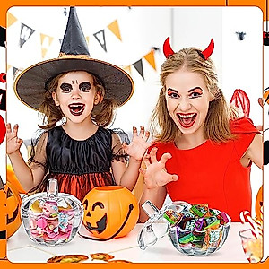 Tanlade Glass Pumpkin Candy Jar Halloween Candy Bowl Pumpkin Jars with Lids Pumpkin Jar with Cover Transparent Target Glass Candy Dish with Lid for Halloween Home Party Wedding Decor (8)