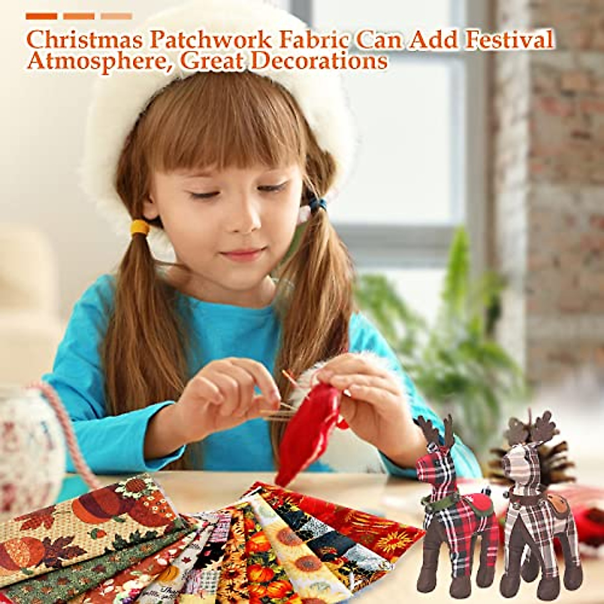 Souarts 10pcs Thanksgiving Fabric, 20x20inch/50x50cm Cotton Fabric Bundle, Squares Fabric Craft Sewing Quilting Patchwork Cloths, DIY Craft Pattern Square Fabric(Orange Thanksgiving，20inch/50cm)