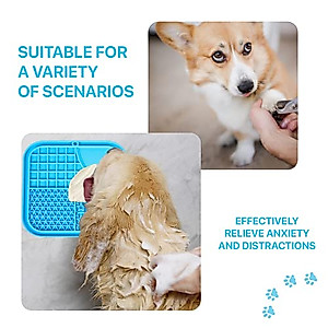 Lick Mat for Dogs and Cats, Pack of 2 Slow Feeding Lick Pads with Suction Cups Stick Anywhere - Dog Peanut Butter Licking Mat for Fun, Anxiety & Boredom Relief, Bathing, Grooming and Training