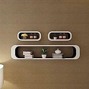 Natulvd Floating Box Shelves - Set of 3 Square Cube Wall Decor Hanging Shelves, 2 Size Decoration Shelf for Living Room, Bedroom, Trophy Display, Photo Frames - Black