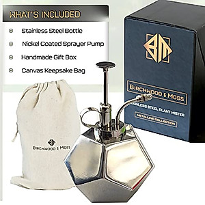 Stainless Steel Plant Mister Sprayer - metal plant mister spray bottle for succulents bonsai, air plants, indoor outdoor Silver spritzer pump for spraying moss orchid flowers herb gardens, terrariums