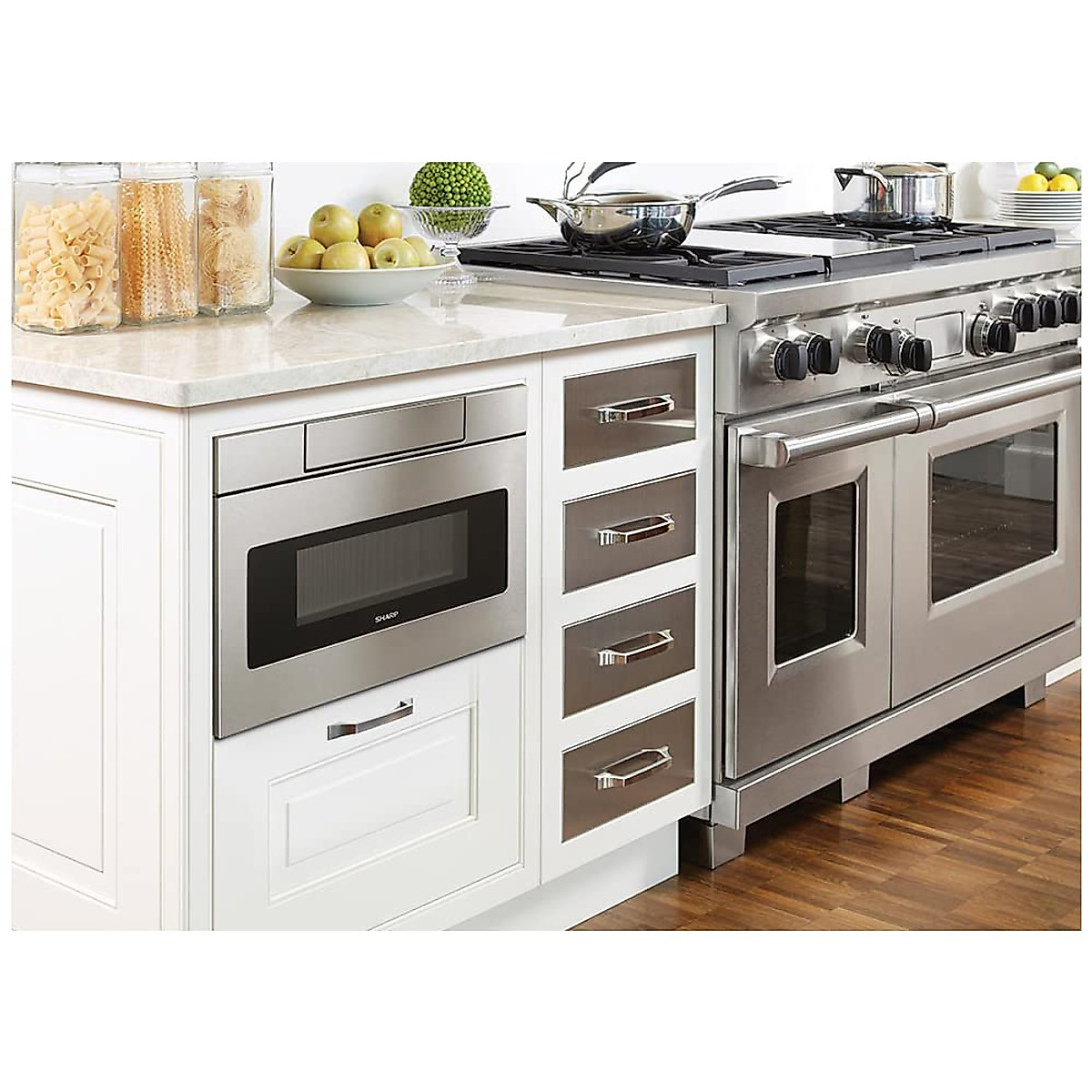 Sharp SMD2470ASY 24 in. 1.2 cu. ft. 950W Stainless Steel Microwave Drawer Oven Bundle with 3 YR CPS Enhanced Protection Pack