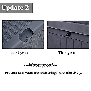 Plastic Deck Storage Container Box - Water-resistant 120 Gallon Outdoor Patio Garden Furniture, Grey, Update for Hydraulic Rods