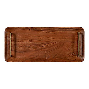 Kate and Laurel Cantwell Mid-Century Modern Wood Tray, 18 x 8, Walnut Brown, Decorative Tray for Serving, Storage and Display