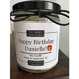 My Candles Make Scents| Personalized Handcrafted Soy Candle | 9oz Stylish Clear Jars | Many Scents To Chose From| Free Shipping (Honeysuckle Jasmine)