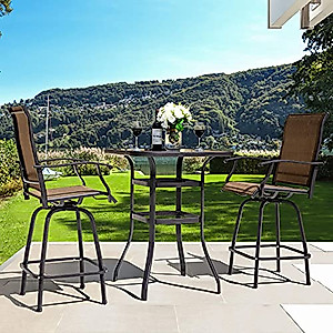 Avestar Nuu Garden Patio Bar Table, 32 Inch Outdoor Bar Height Bistro Table with Tempered Glass Table Top and Metal Frame, Suitable for Patio, Back, Yard, Cafes, Bistro, Black