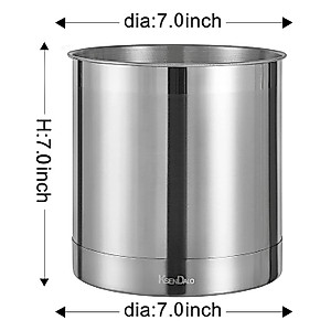 KSENDALO Jombo Steel Holder Utensil Crock 7inch Tall,Utility Sturdy Heavy Large Utensils Holder Stainless Silverware Holder for Kitchen Home and Office…