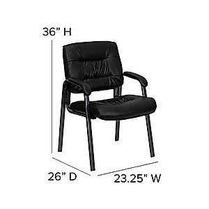 Flash Furniture Black LeatherSoft Executive Side Reception Chair with Black Metal Frame