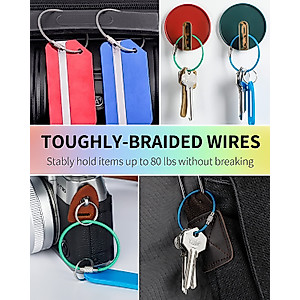 Uniclife 4 Inch Wire Keychain Cable in 6 Assorted Colors Large Stainless Steel Key Ring Loop Holder for Outdoor Hiking Heavy Duty Connectable Luggage Tag Keeper for Sport and Travel, 12 Pack