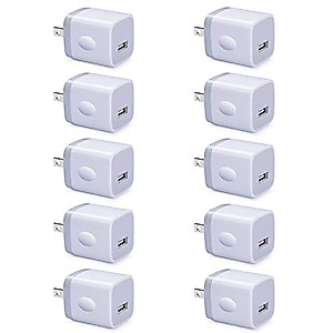 USB Wall Plug 10 Pack, UorMe 1A 5V Single Port Wall Charger Power Adapter Cube Block Box for iPhone SE 14 Plus 13 12 Pro Xs XR X, Samsung Galaxy A13 S22 S21FE A21 A71 A51 A31 S10e S9 S8, Pixel 6