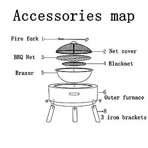 LEAYAN Garden Fire Pit Grill Bowl Grill Barbecue Rack Small Fire Pit,Outdoor Fire Pits Table Top Fire Pit Outdoor Heaters&Fire Pit BBQ Grill Firepit Bowl Backyard Patio Garden Fireplace with Grill